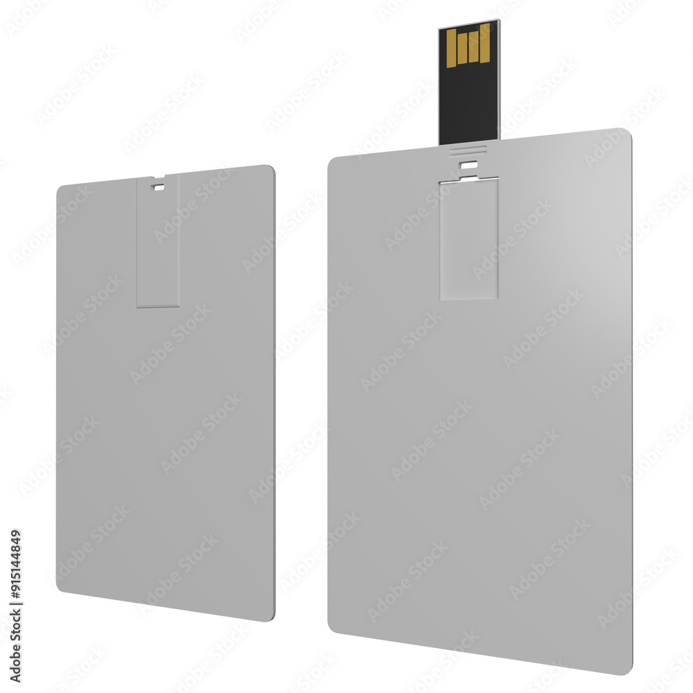 Blank white plastic wafer usb card design mockup, 3d rendering ...