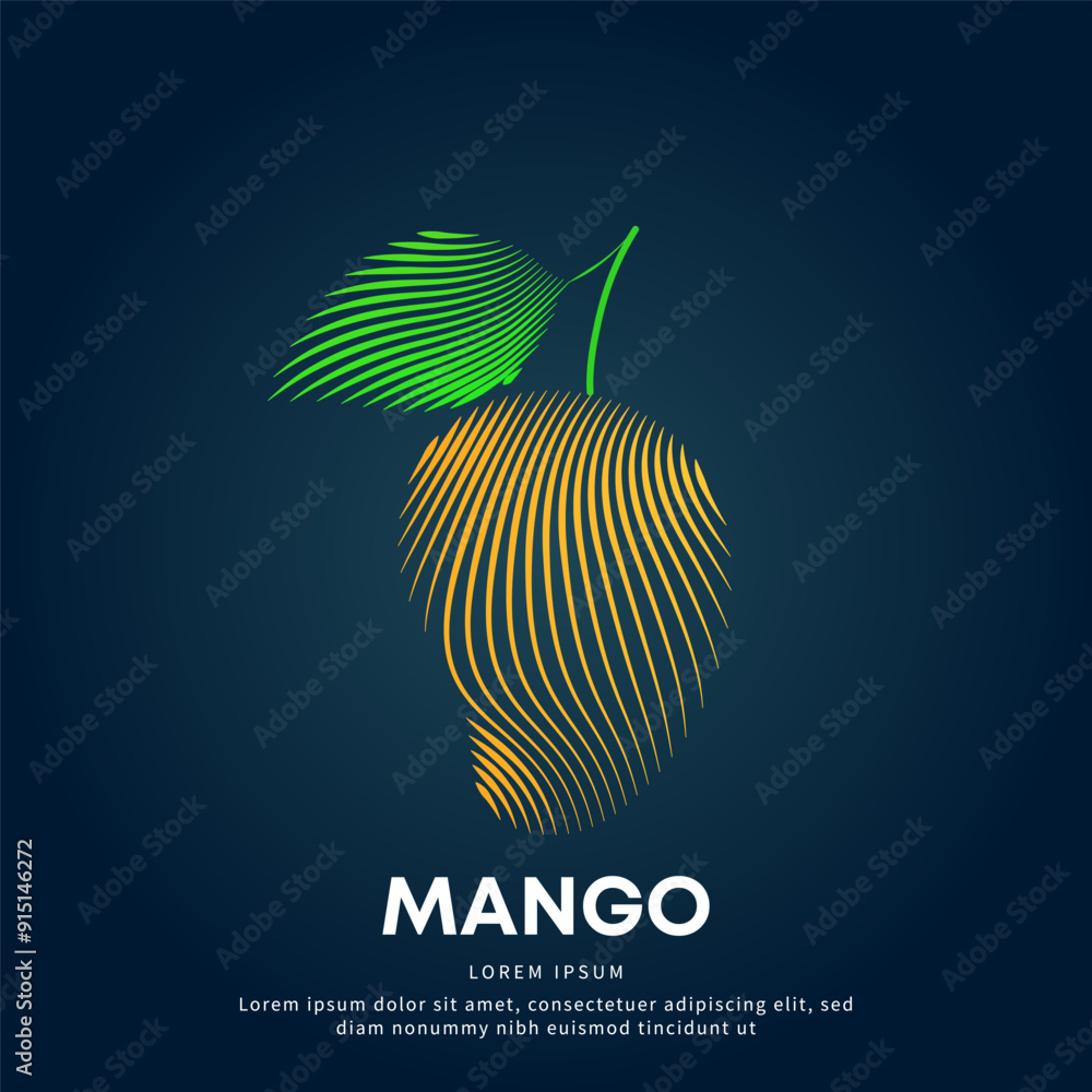 simple logo mango Illustration in a linear style. Abstract line art ...