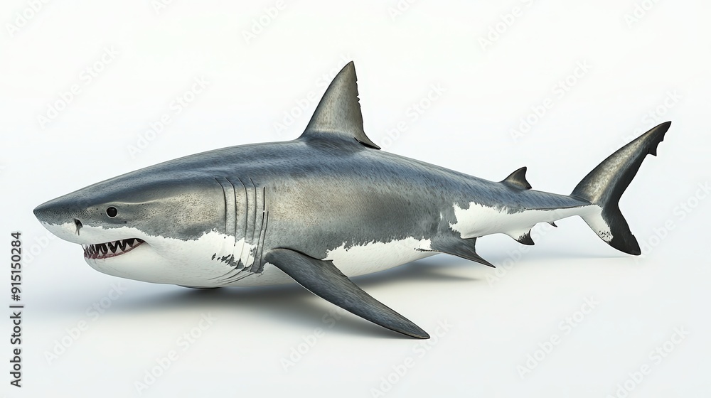 Giant Great White Shark Swimming in Ocean: Full Body Shot (5b5c0389 ...