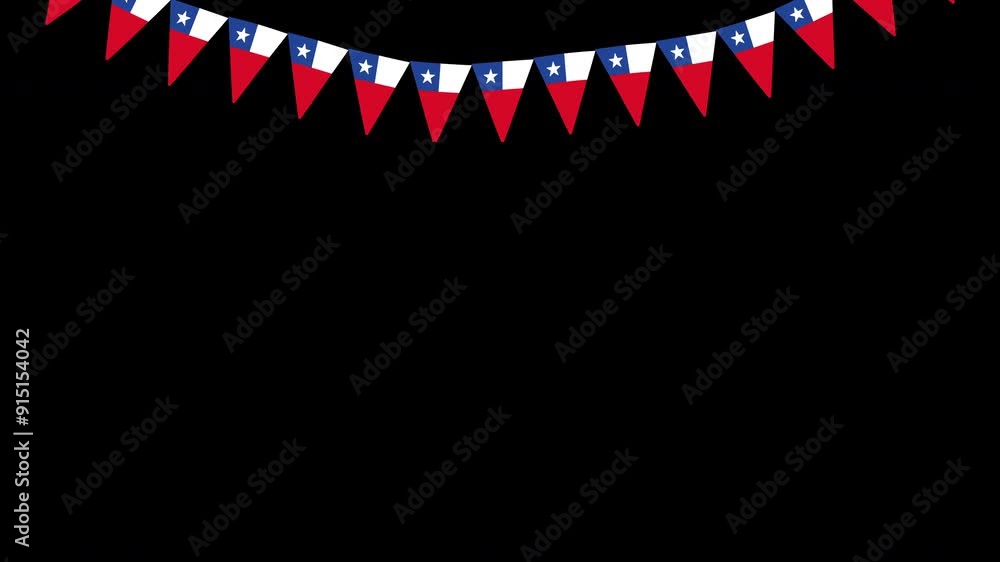 Fiestas Patrias Chile Pennants banderines chilean flag waving vídeo de ...