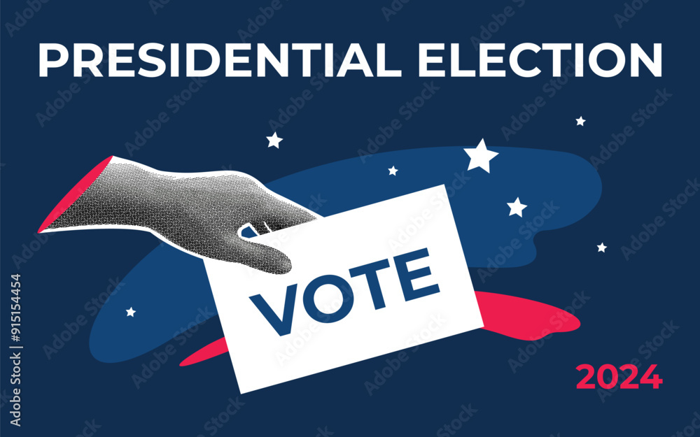 Vote poster, election campaign, election 2024 banner, vote ballots ...