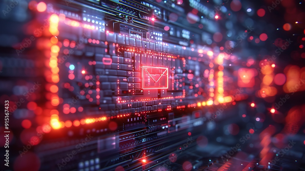 A 3D render of an email marketing campaign, featuring an email template ...