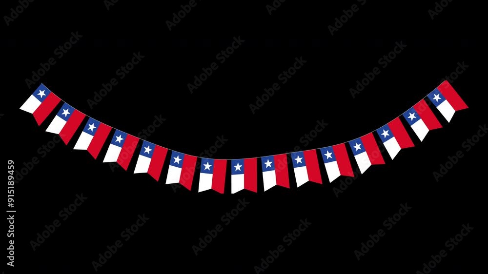 Fiestas Patrias Chile Pennants banderines chilean flag waving at center ...