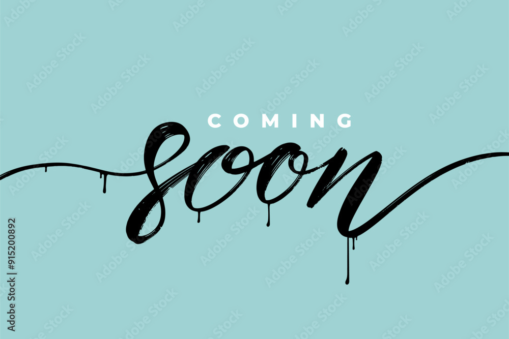 Coming soon text calligraphy inscription with smooth lines. the ...