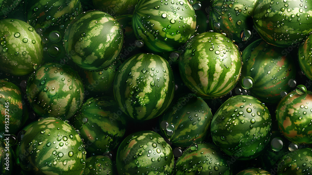 A dynamic and vibrant image showing a multitude of watermelons, all ...