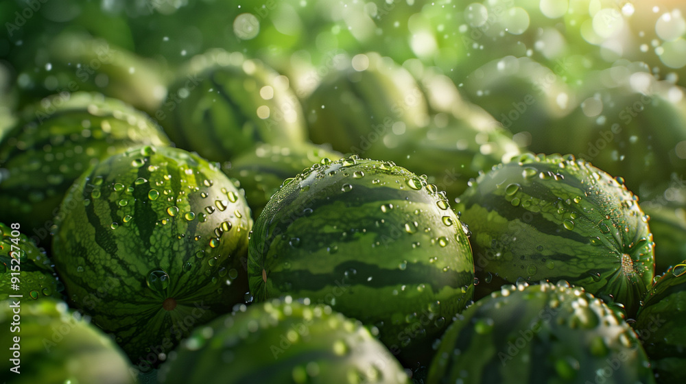 A dynamic and vibrant image showing a multitude of watermelons, all ...