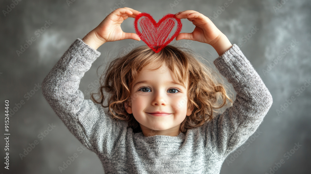 Expressions of Joy A little girl raises both her hands to form a heart ...
