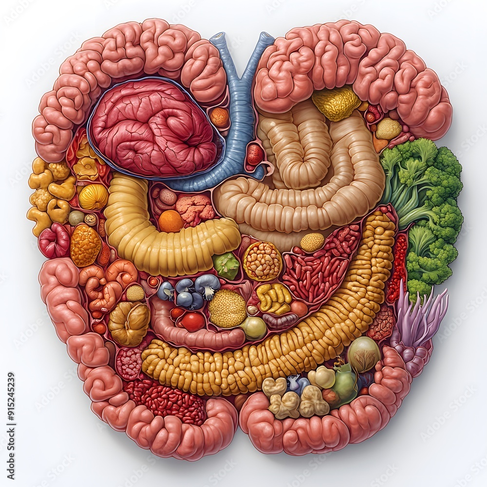 A 16:9 aspect ratio diagram of the human digestive system, tracing the ...
