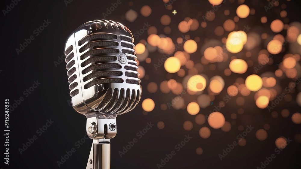 Retro Microphone On Stage With Bokeh Light song contest Eurovision ...