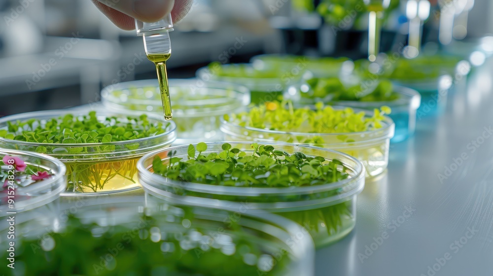 Microalgae Growing in Petri Dishes in Laboratory Setting Stock Photo ...