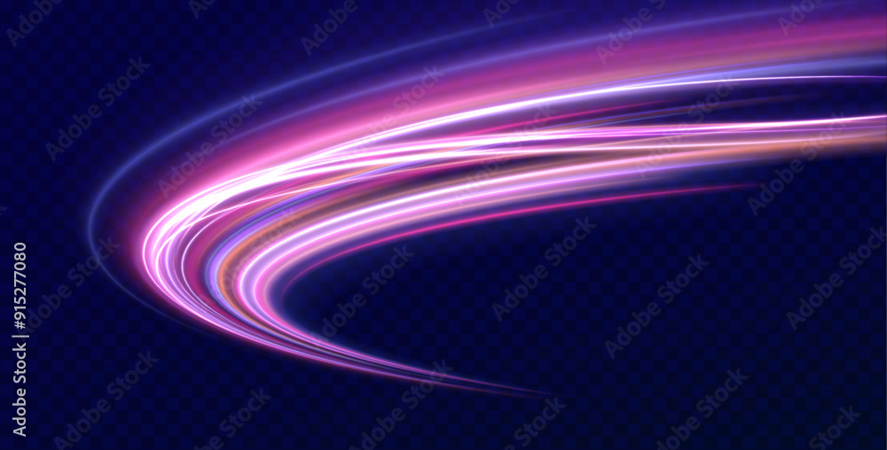 Lines in the shape of a comet against a dark background. Vortex streams ...