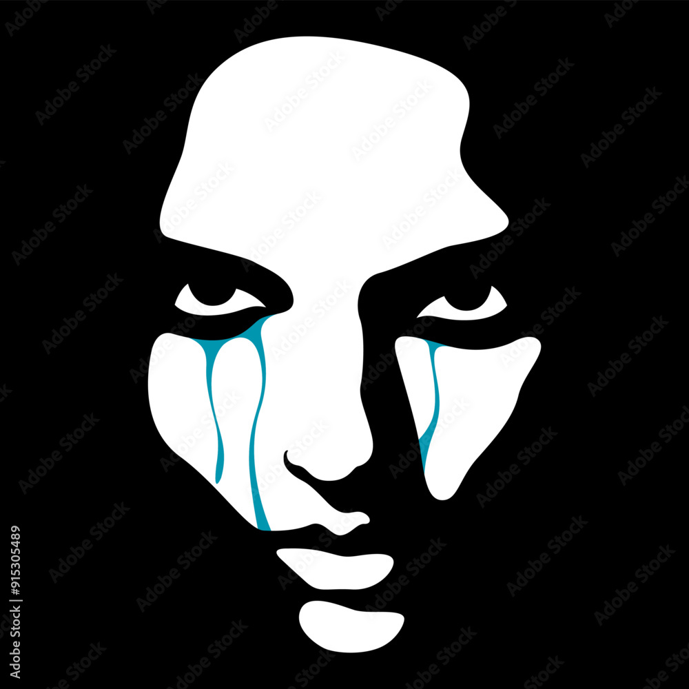 black and white light and shadow vector illustration of a woman's face ...