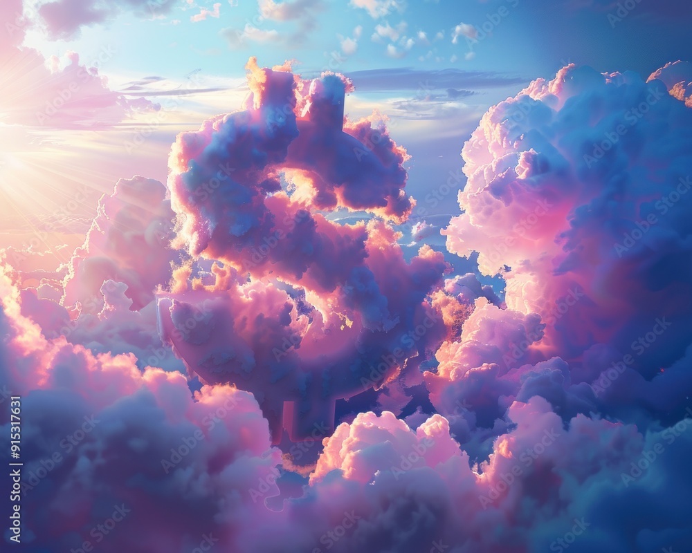 Clouds in the sky that is shaped like a dollar sign. They are fluffy ...