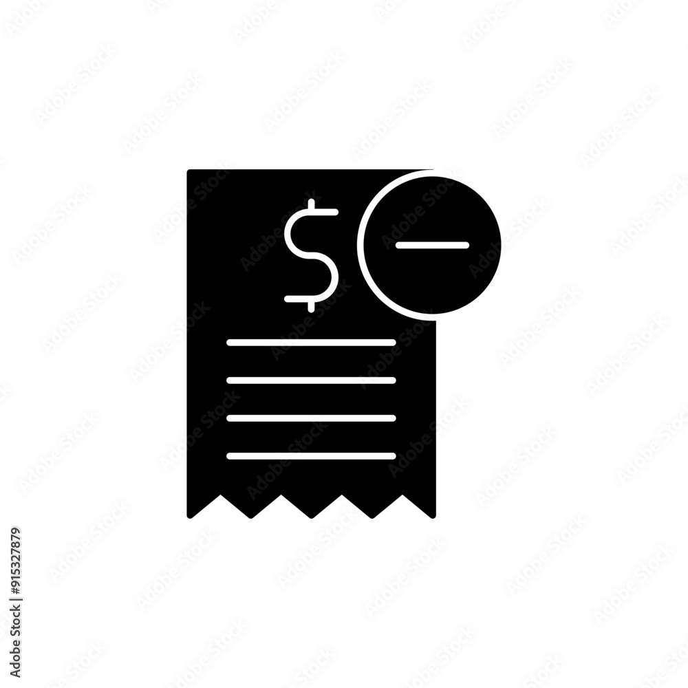 Cancel Payment Icon, Black and White Vector Graphic, Simple Minimalist ...