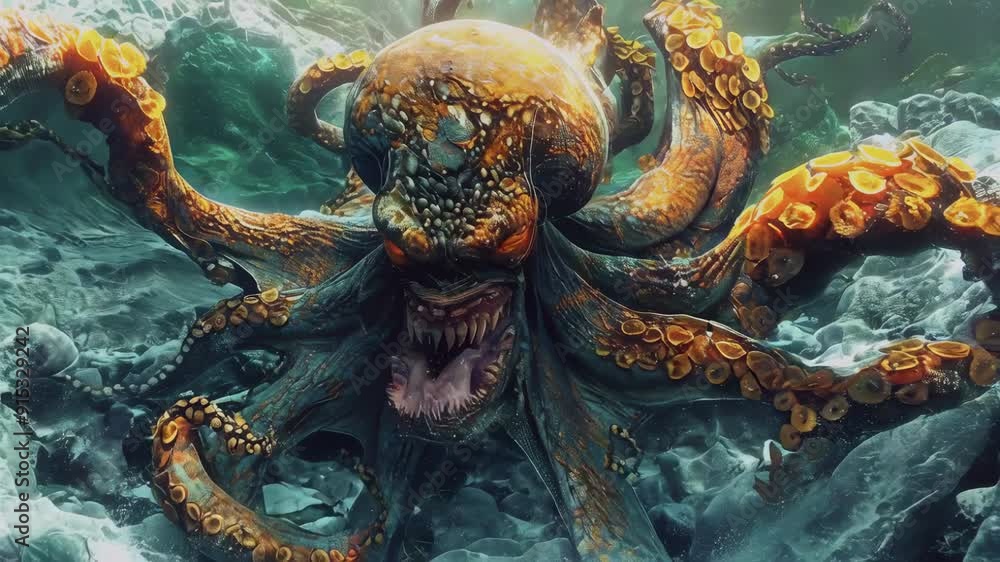 video of angry octopus Відео Stock | Adobe Stock