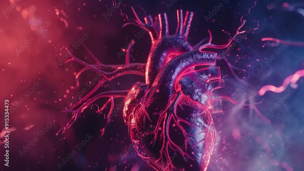 An animated sequence of a beating human heart, showing blood flow ...