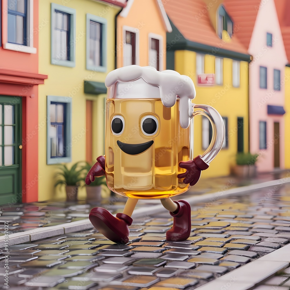 running beer mug with a beer glass on his hand cartoon illustration ...