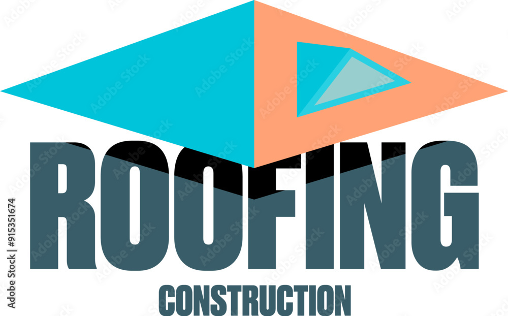 Roofing construction logo design template with roof top and slogan ...