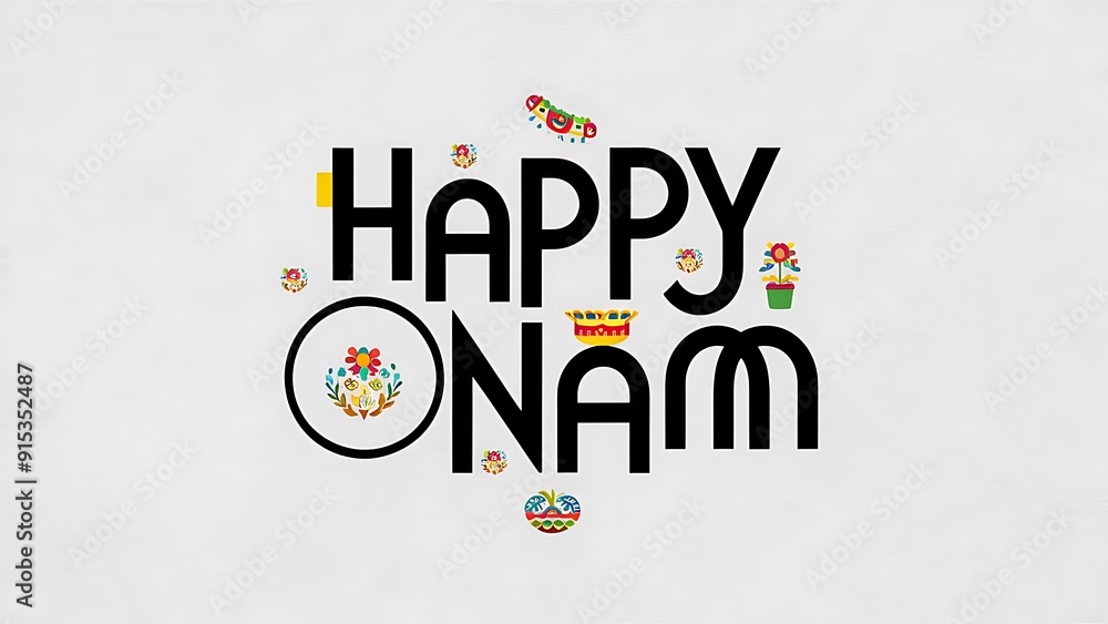 Happy Onam, Festival, Onam, Poster, 3d, typography, calligraphy, text ...