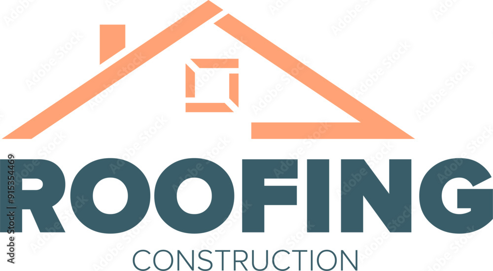 Roofing construction logo design template with roof top and slogan ...