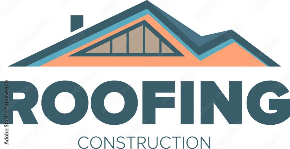 Roofing construction logo design template with roof top and slogan ...