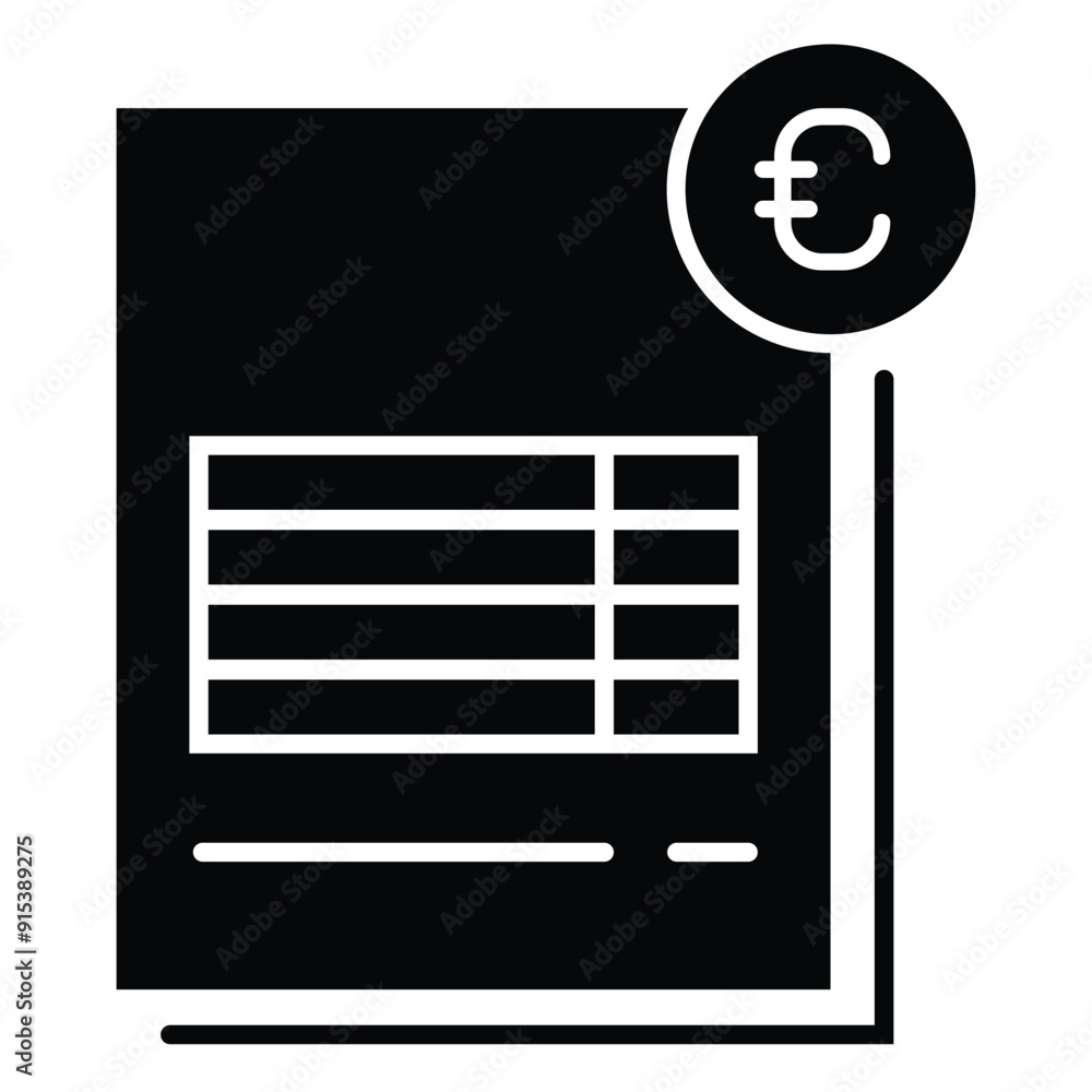 Minimalist Black and White Get Quote Icon with Euro Currency. Pricing ...