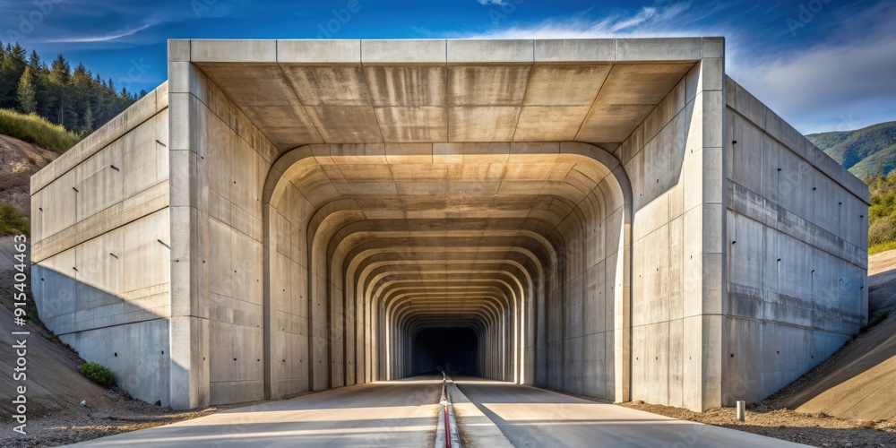 Reinforced concrete tunnel structure with side openings , tunnel ...
