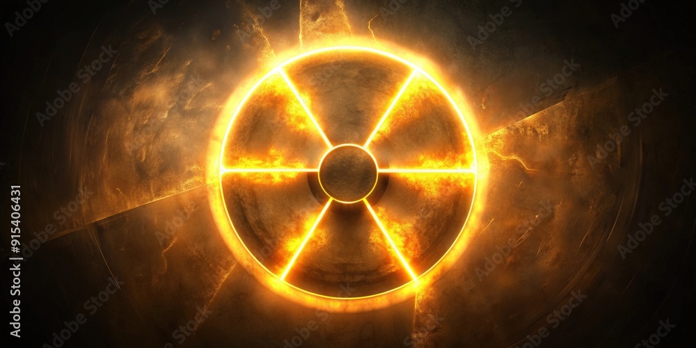 Radiation symbol shining brightly in the dark , radiation, symbol ...