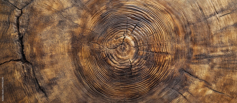 Wooden structure abstract backdrop Copy space Aged dry tree with fissures Wooden cross section ...