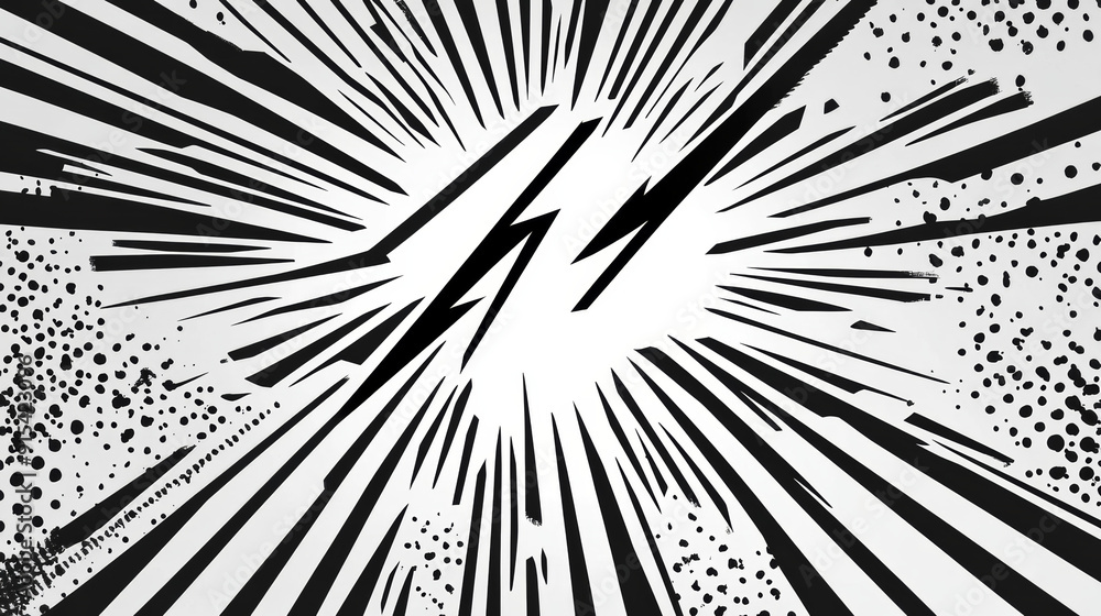 Retro comic background with a lightning flash and cute stripes pattern ...