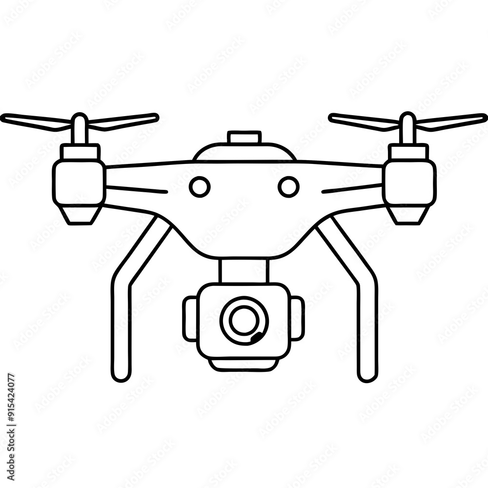 Professional drone camera vector illustration, line art vector ...