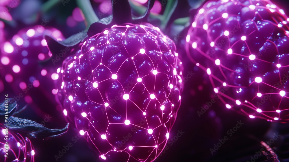 A futuristic depiction of tech berries featuring digital growth and ...