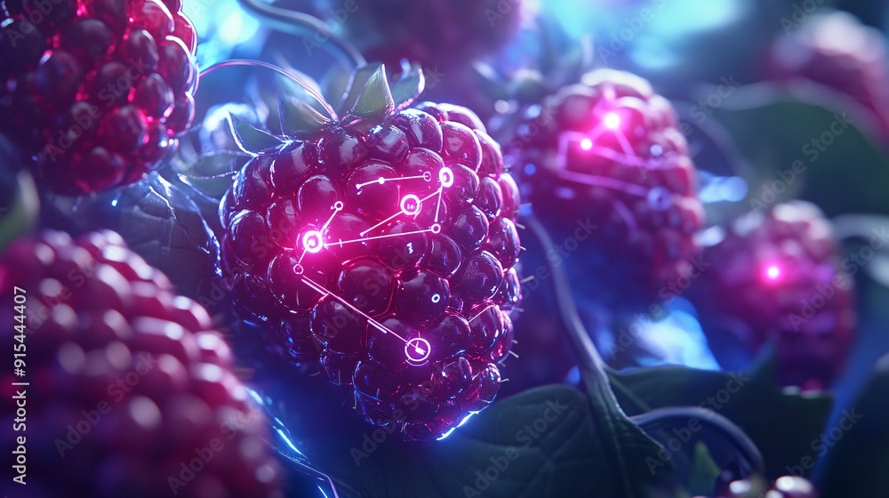 A visually dynamic depiction of nano berries with tech-infused design ...