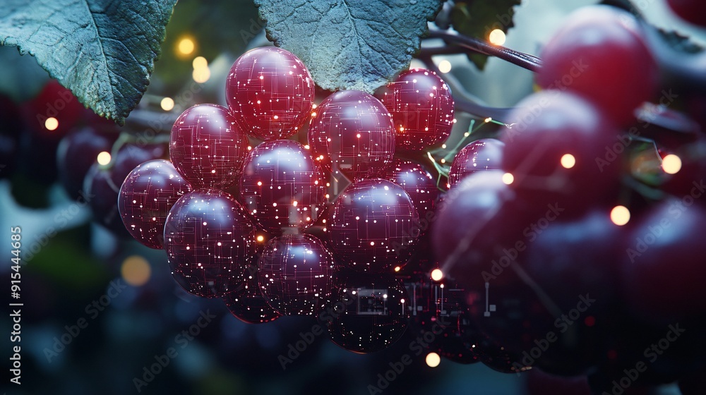 A detailed image of nano berries with digital growth and tech-infused ...