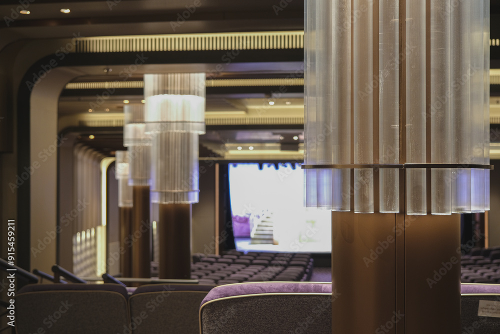 Show Lounge or large theatre with stage and seating on modern ...