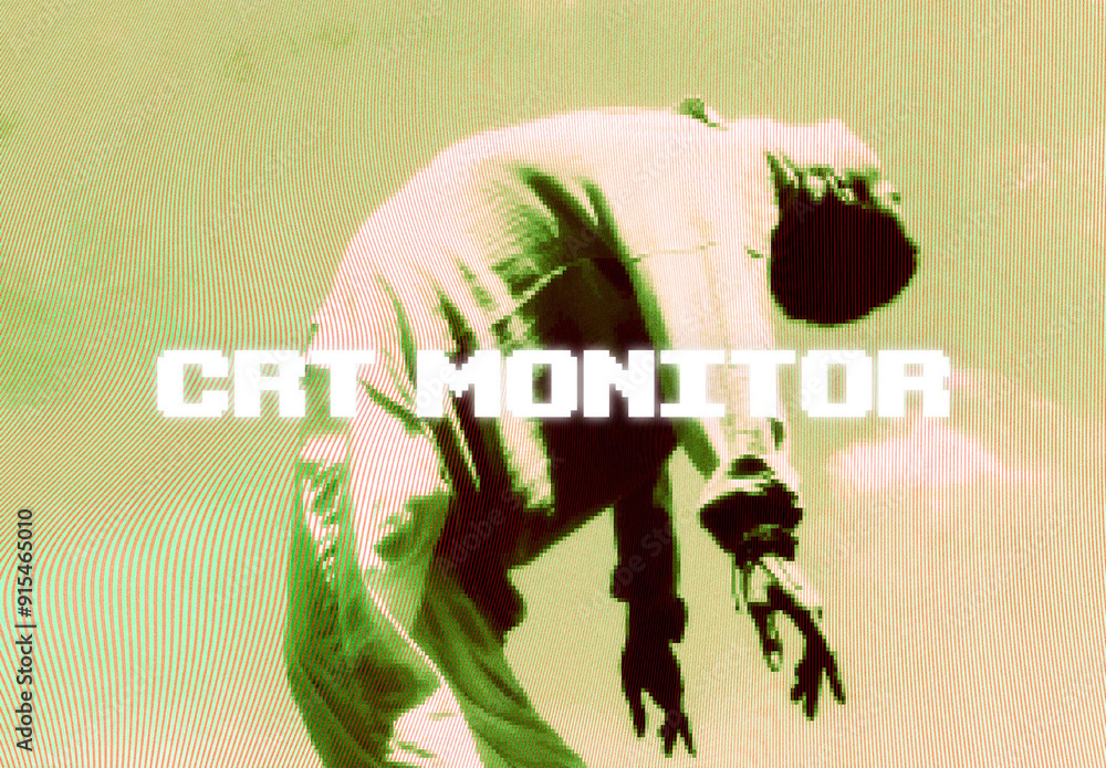 CRT Monitor Photo Effect Mockup Stock Template | Adobe Stock