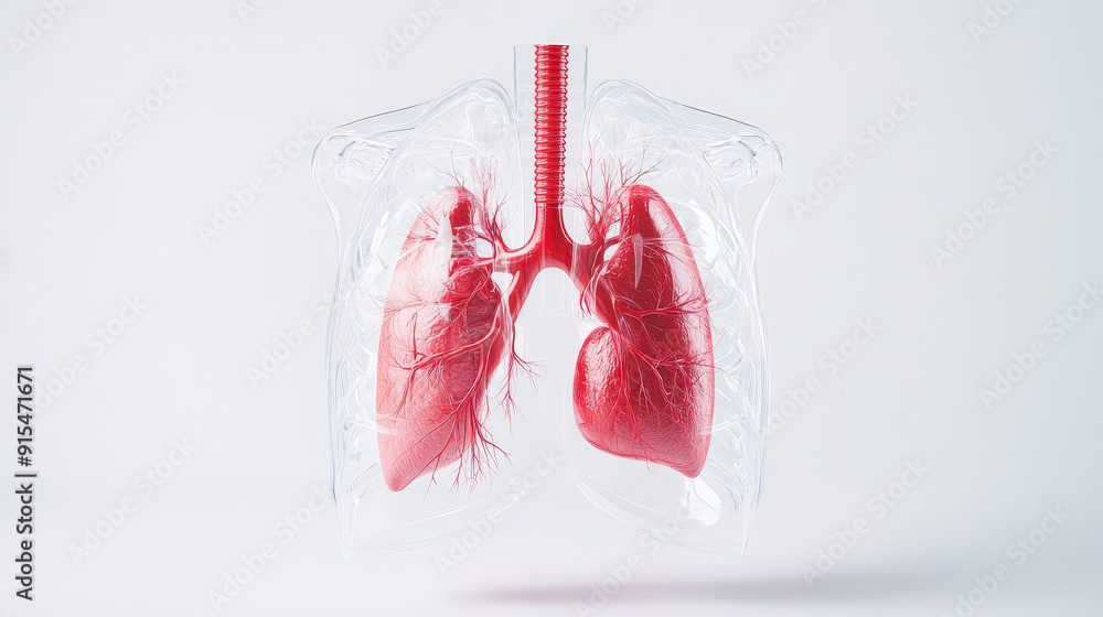 3D anatomy of the human thoracic cavity including heart and lungs Stock ...