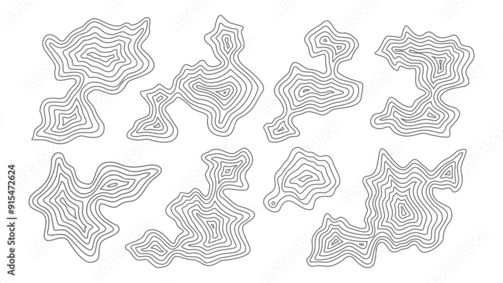 set of hand drawn contour sketches. set of contour vector element ...