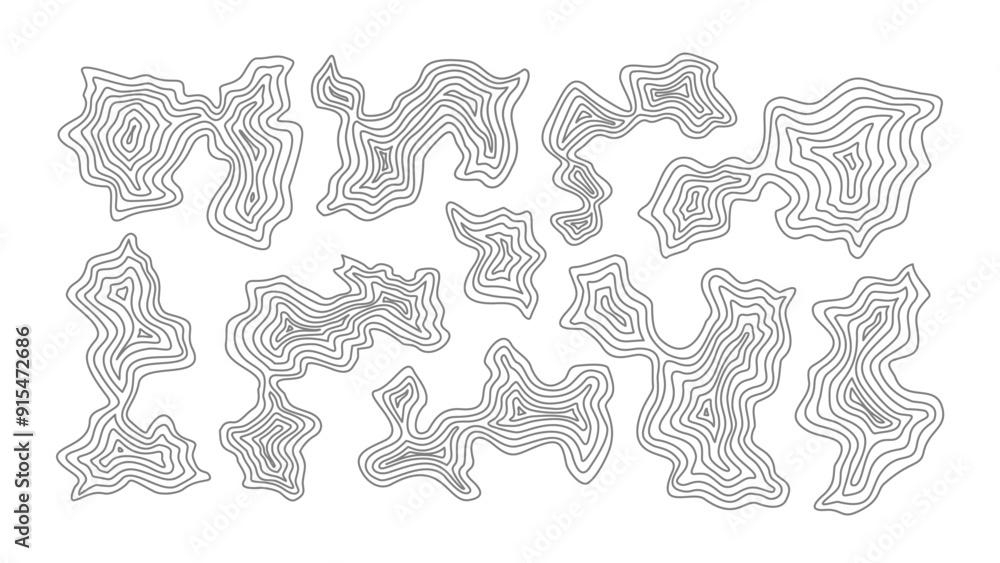 set of hand drawn contour sketches. set of contour vector element ...