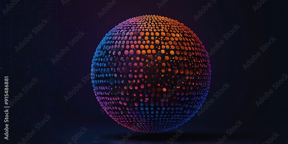 Digital Illustration of Abstract Technology Sphere with Connecting Dots ...