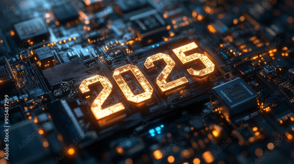 Glowing LED 2025 Bold Letters Circuit Board Chip New Technology ...