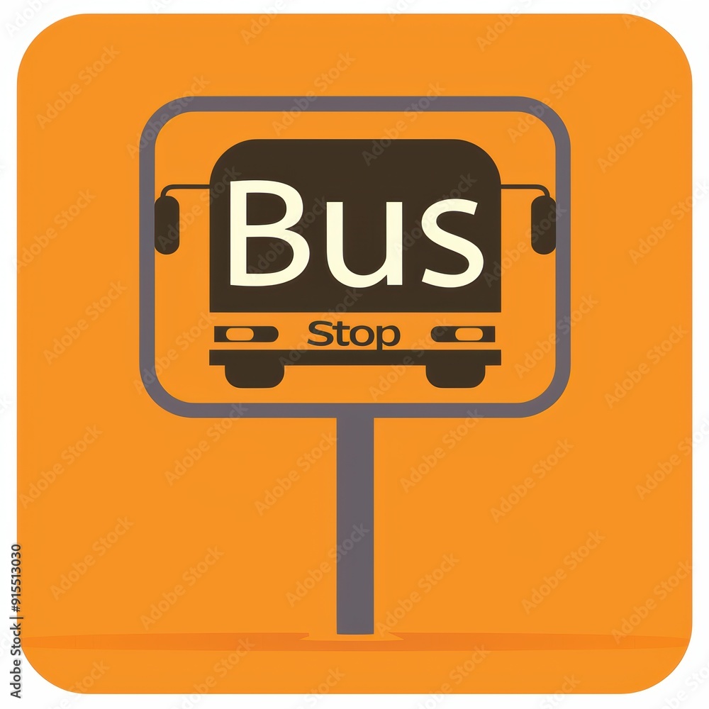 Simple bus stop sign indicating passengers where to wait for public ...