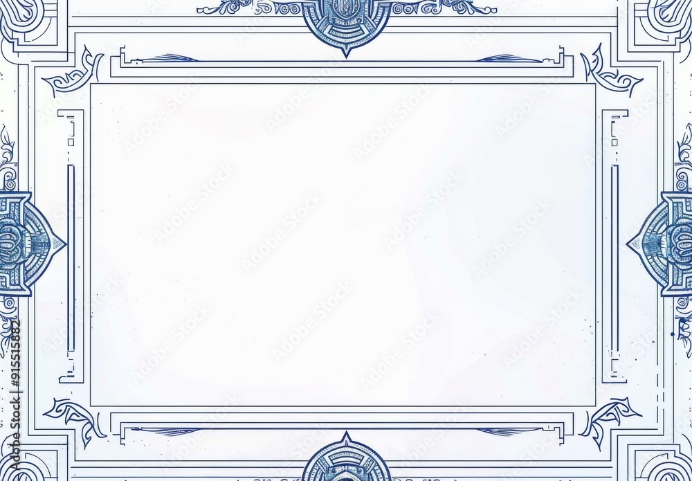 Geometric Blue Border Frame Vector Illustration with Layered Relief ...