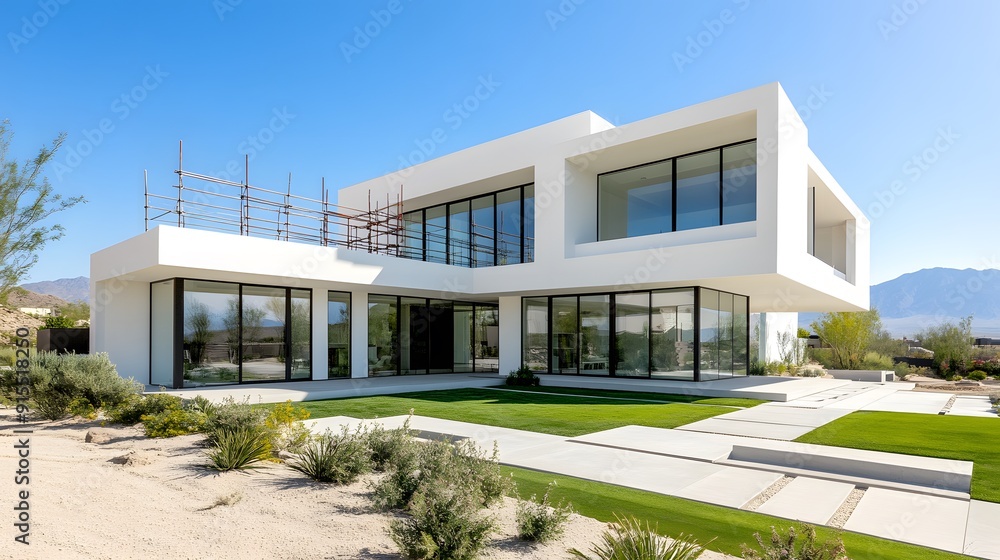 Modern minimalist house, architectural photography, midday lighting ...