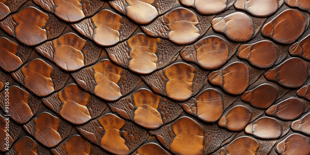 Genuine brown leather python skin surface showing scales forming ...