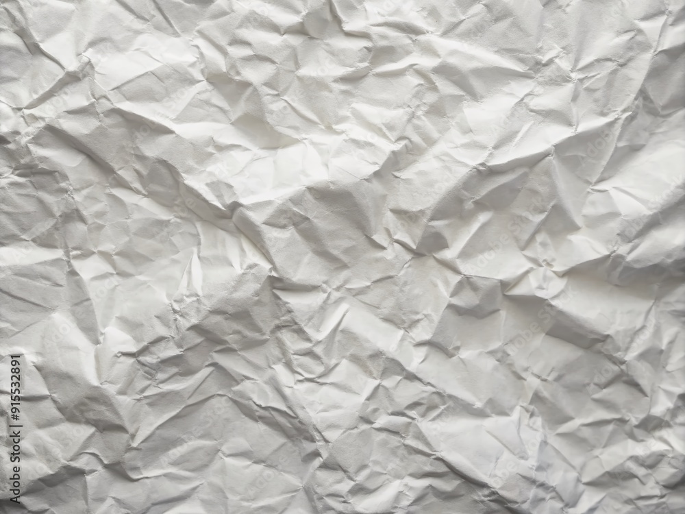 Softly rumpled white paper background with subtle creases and folds ...