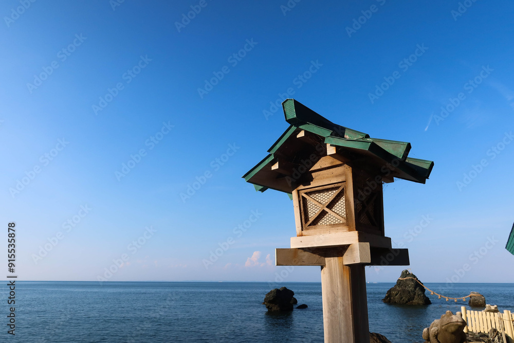 Futamiokitama Shrine, Mie, Japan- 20 Jul 2024: Meoto Iwa, wedded rock ...