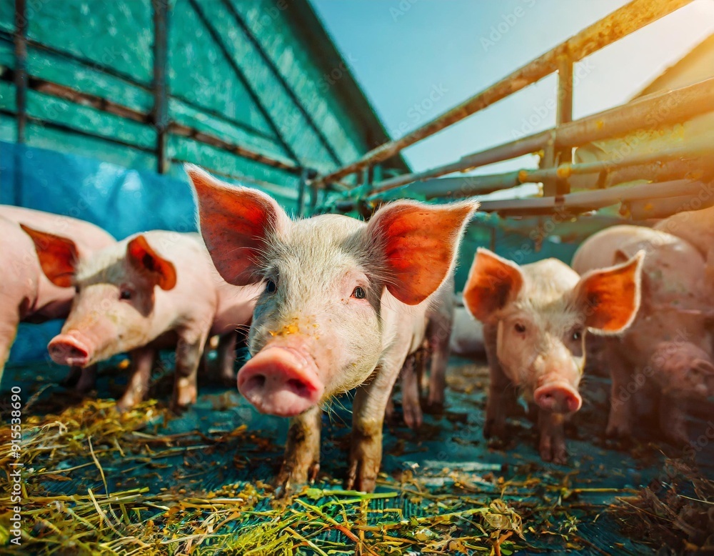 Ecological pigs and piglets at the domestic farm, Pigs at factory Stock ...