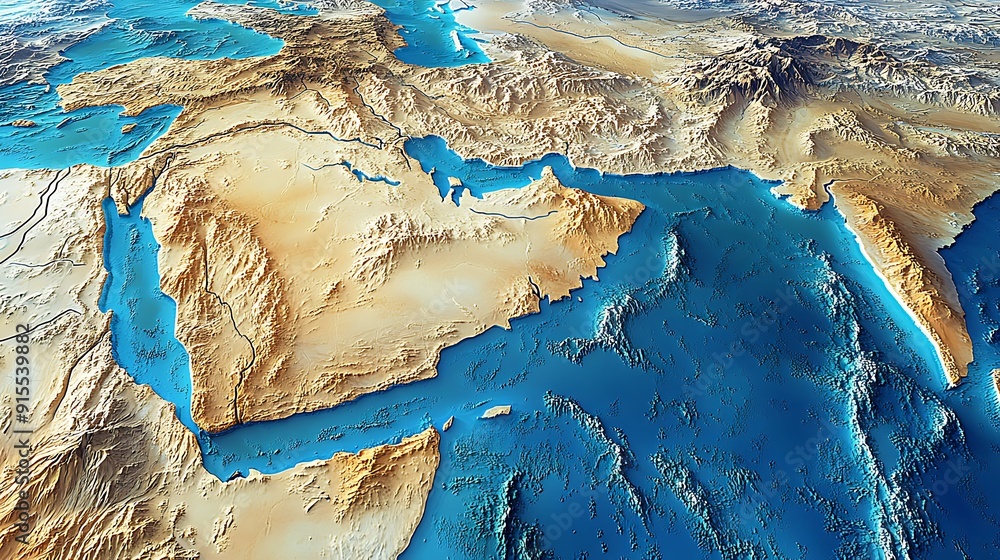 High-Resolution Physical Map of the Middle East with 3D Elevation ...