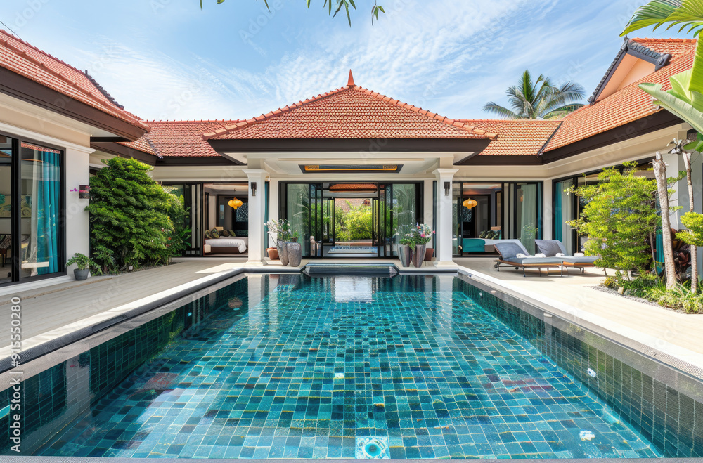 a modern and luxurious one-story villa with swimming pool in Phuket ...